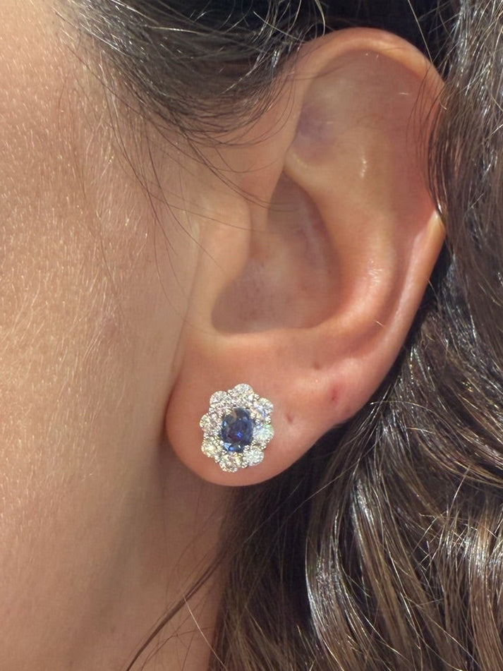 Midnight Bloom Sapphire and Diamond Earrings