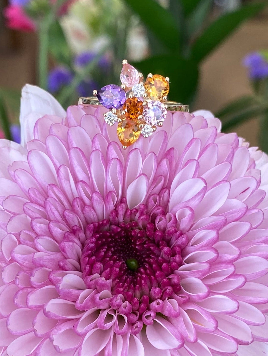 Yellow Gold Gemstone and Diamond Bouquet Ring – Broer-Freeman Jewelers