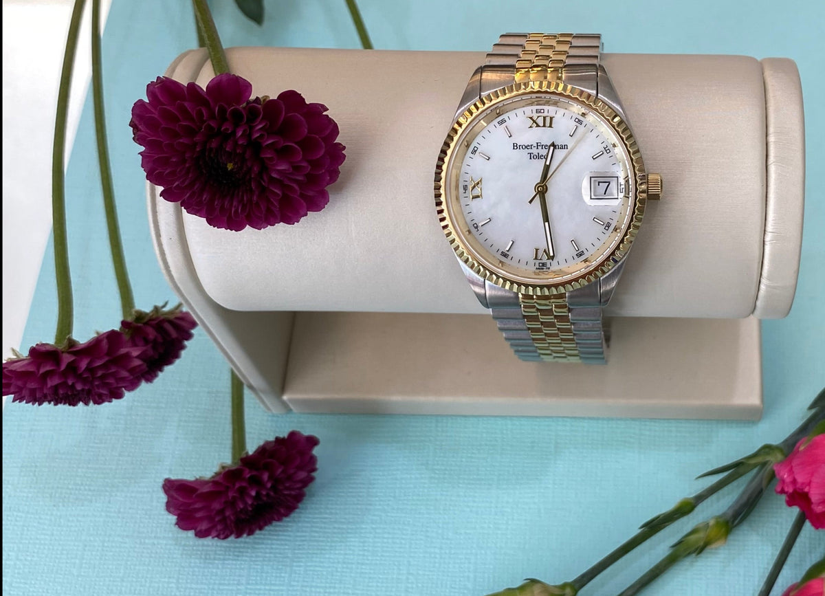 Mother of Pearl Dial Two Tone Band Watch – Broer-Freeman Jewelers